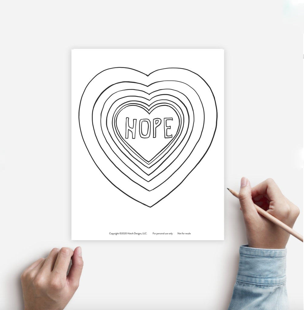 Coloring Page HOPE Instant Download | Molly Hatch
